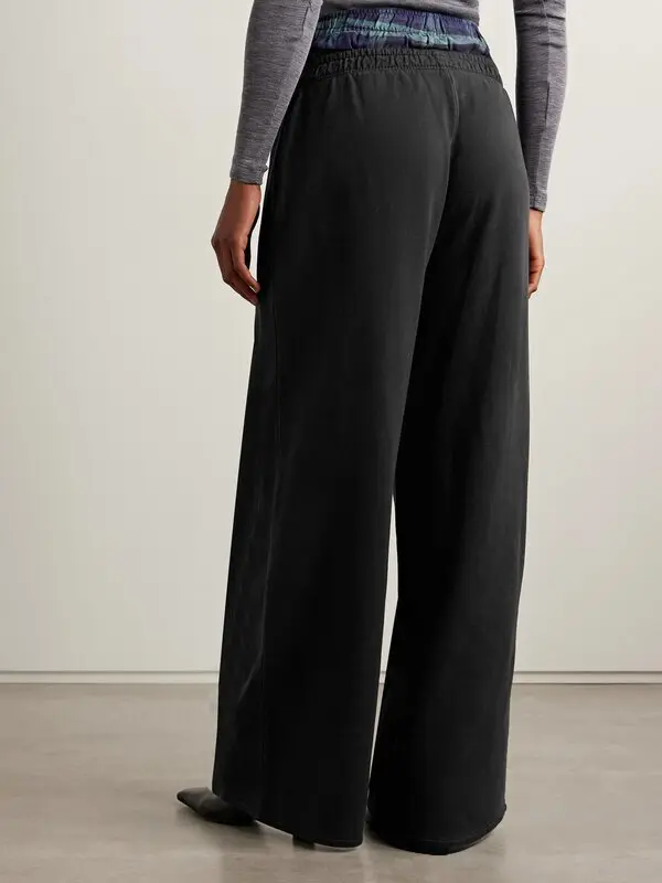 Acne Studios Layered Organic Cotton-jersey And Checked Flannel Track Pants