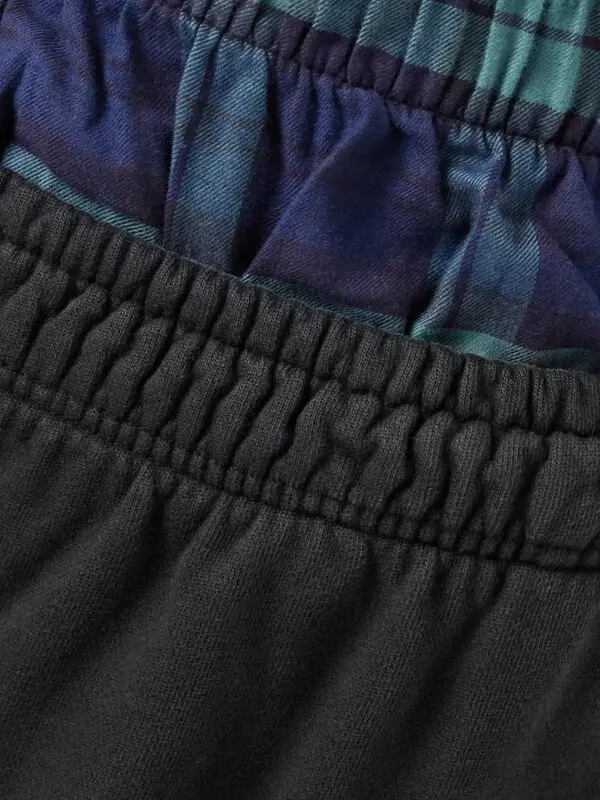 Acne Studios Layered Organic Cotton-jersey And Checked Flannel Track Pants