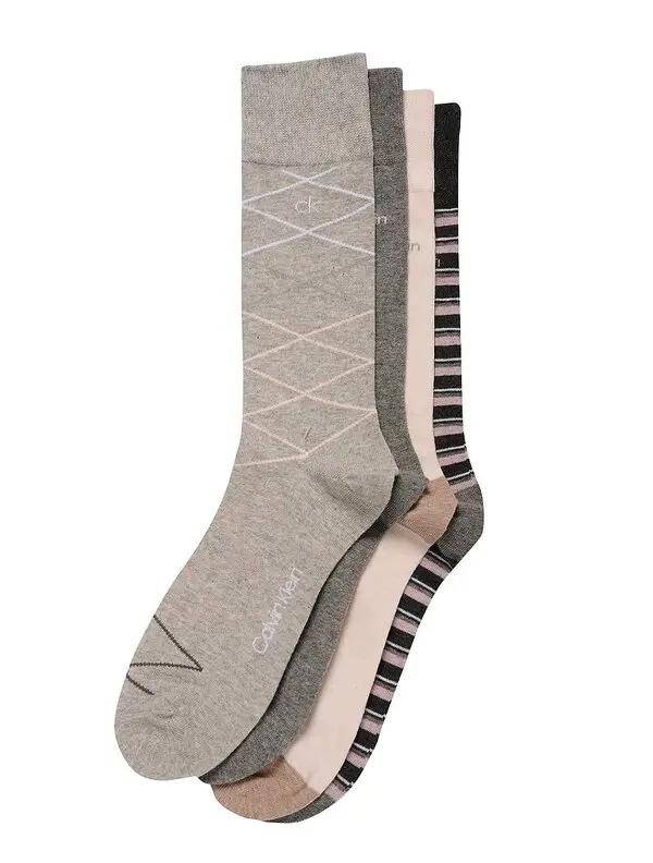 Calvin Klein Four-pack Of Dress Socks - Light Grey Heather Multi