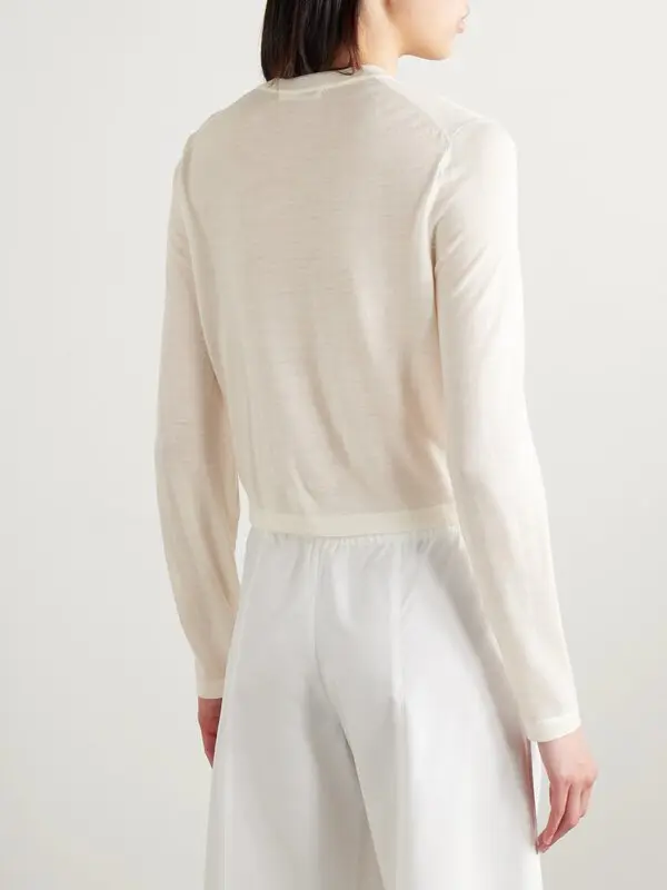 Khaite Brieta Merino Wool Cardigan - Neutrals