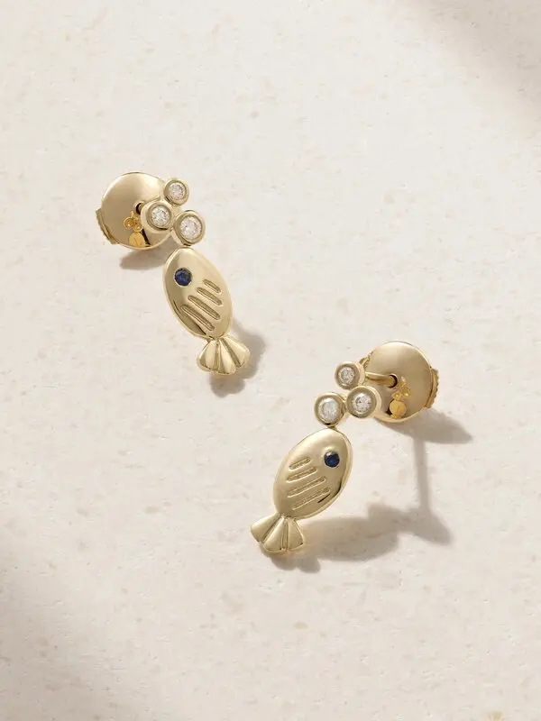 Yvonne Léon 9-karat Diamond And Sapphire Earrings - Gold