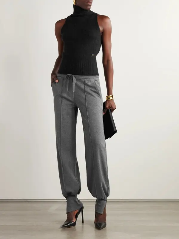 TOM FORD Cotton-jersey Tapered Track Pants - Gray