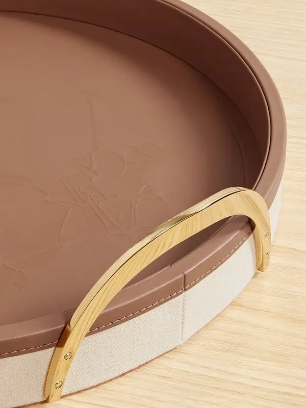 Ralph Lauren Garrett Canvas, Leather And Gold-tone Tray