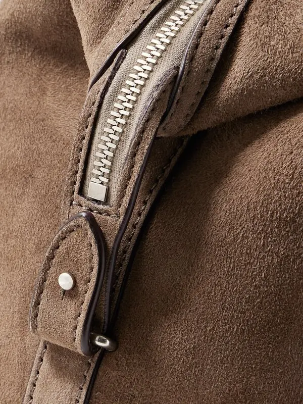 METIER Vérité City Medium Braided Leather-trimmed Suede Tote - Brown