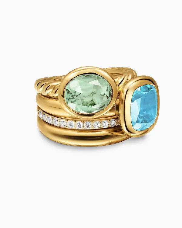 David Yurman Dy Mercer® Cocktail Ring With Tanzanite, Tourmaline And Diamonds - New Prasiolite