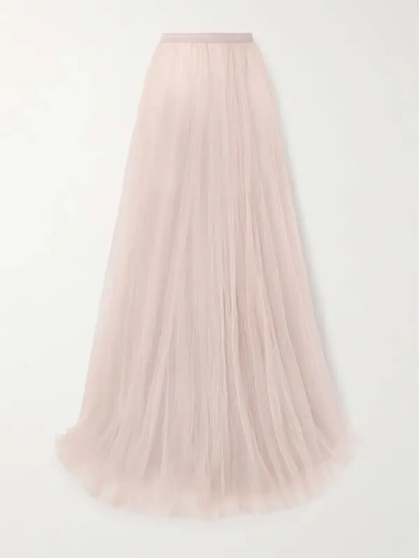 MARMAR HALIM Plissé-tulle Maxi Skirt - Beige