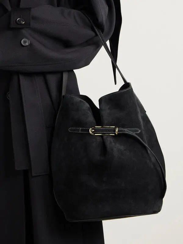 LIFFNER Buckled Suede Bucket Bag