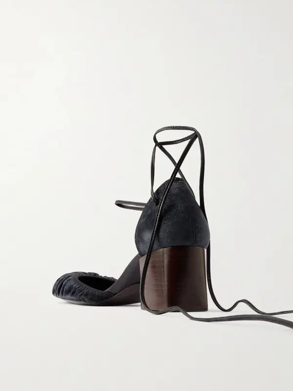 LEMAIRE Micro Ballerina Leather-trimmed Velvet Pumps