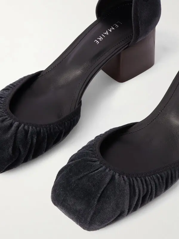 LEMAIRE Micro Ballerina Leather-trimmed Velvet Pumps