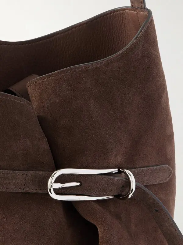 LIFFNER Buckled Suede Bucket Bag - Brown