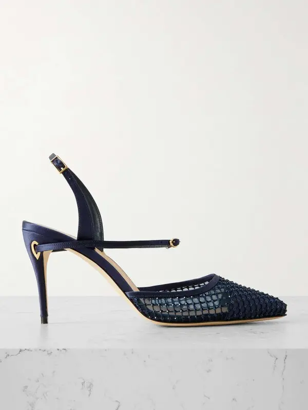 Jennifer Chamandi Vittorio 85 Crystal-embellished Slingback Pumps