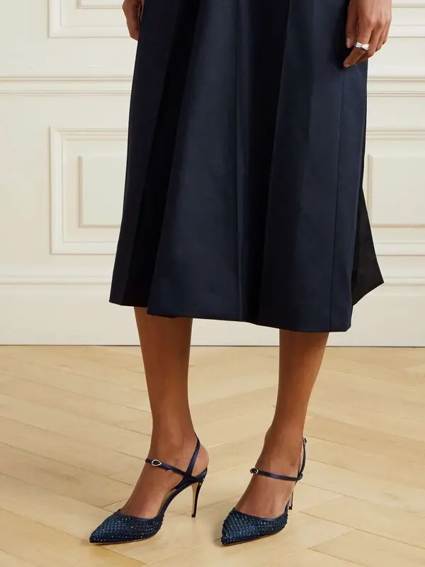 Jennifer Chamandi Vittorio 85 Crystal-embellished Slingback Pumps