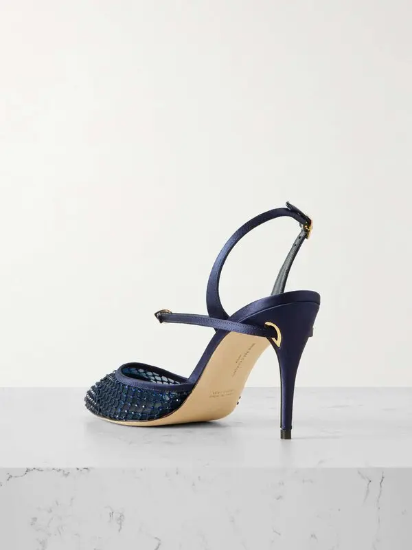 Jennifer Chamandi Vittorio 85 Crystal-embellished Slingback Pumps