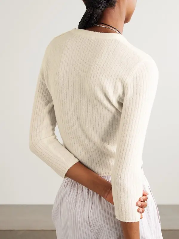 JAMES PERSE Cropped Ribbed Wool-blend Sweater