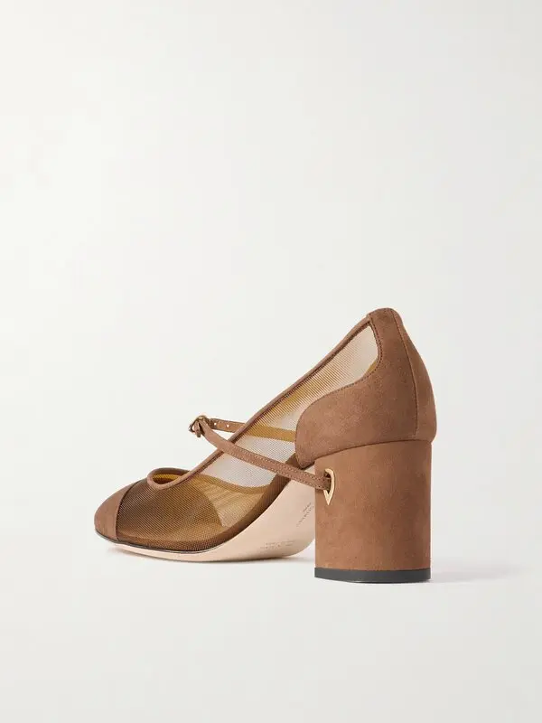 Jennifer Chamandi Paolo 65 Mesh And Suede Pumps - Brown