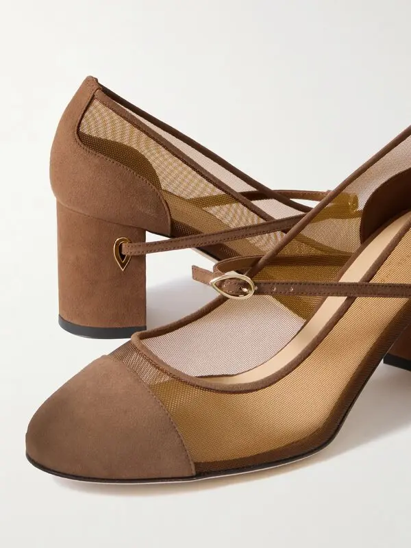 Jennifer Chamandi Paolo 65 Mesh And Suede Pumps - Brown