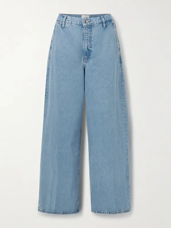 FRAME The Drape Mid-rise Wide-leg Organic Jeans - Blue