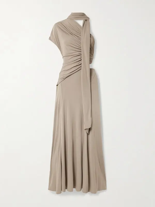 Christopher Esber Draped Jersey Maxi Dress - Brown