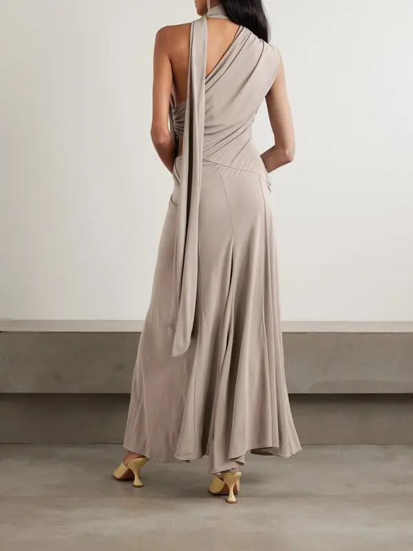 Christopher Esber Draped Jersey Maxi Dress - Brown