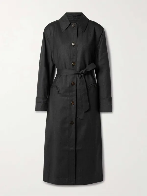 BLAZÉ MILANO Astoria Basoto Wool Trench Coat - Dark Gray