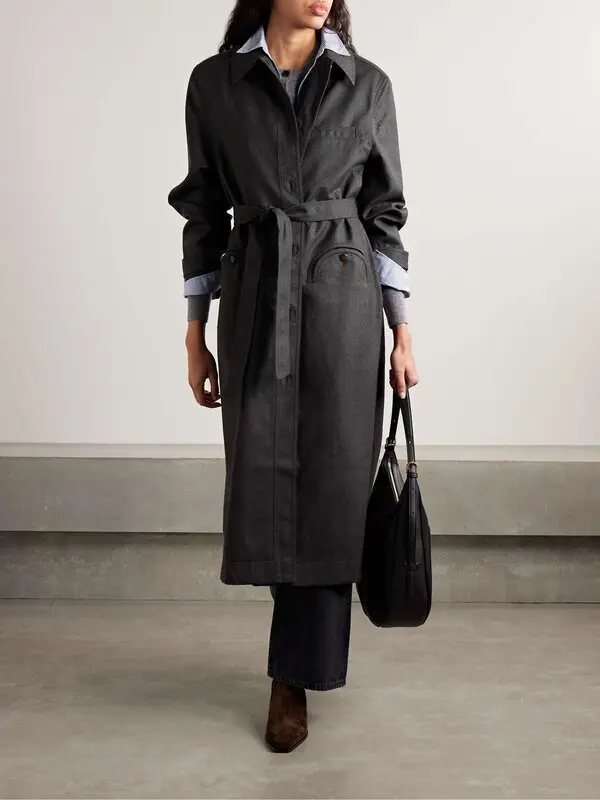 BLAZÉ MILANO Astoria Basoto Wool Trench Coat - Dark Gray