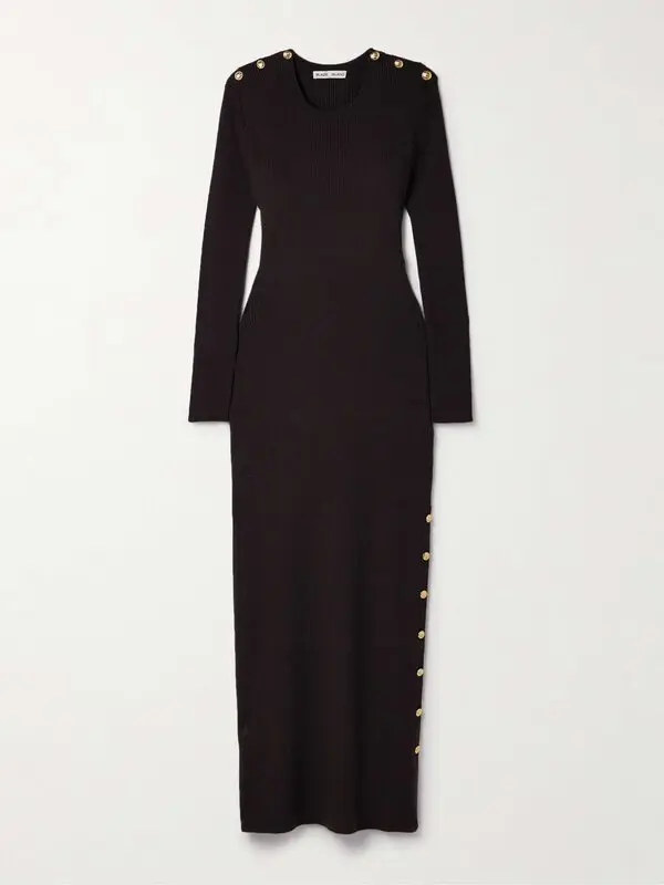 Blaz Milano Love Bug Ribbed Merino Wool Midi Dress - Dark Brown |  Editorialist
