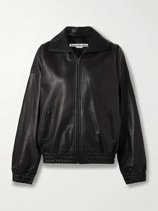 Acne Studios Leather Zip-Up Jacket In Black | Editorialist