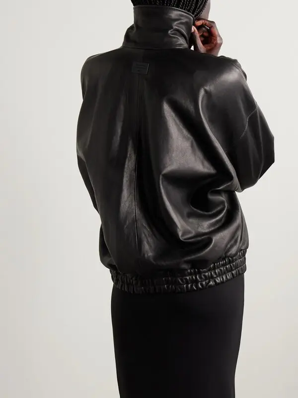 Acne Studios Leather Zip-Up Jacket In Black Editorialist