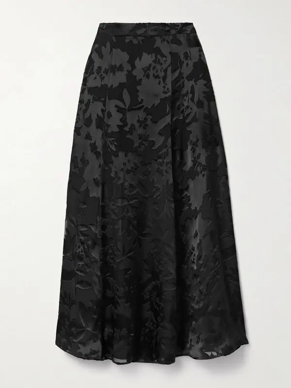 Adam Lippes Emi Devoré-satin Midi Skirt
