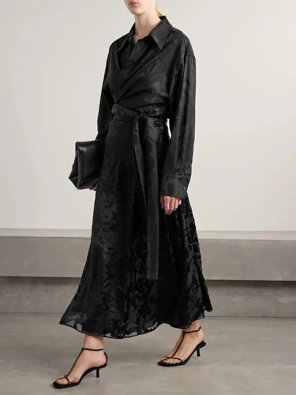 Adam Lippes Emi Devoré-satin Midi Skirt