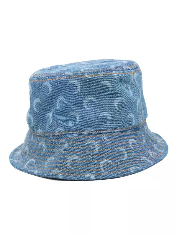 MARINE SERRE Crescent Moon Print Bucket Hat - Blue