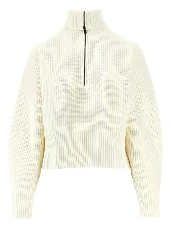 Max Mara Half-zip Ribbed Pullover - Neutrals