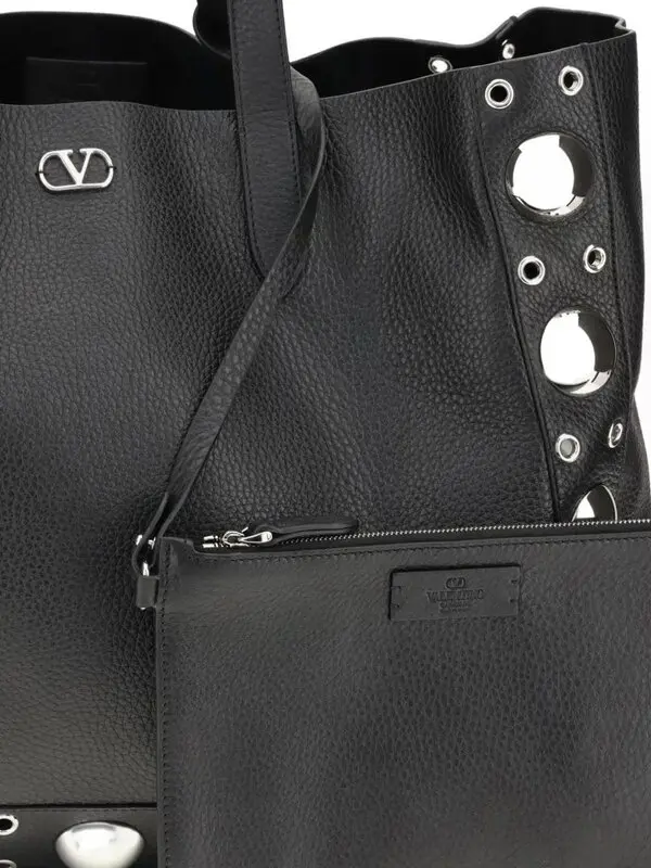 Valentino Garavani Eyelet-embellished Shoulder Bag - Black