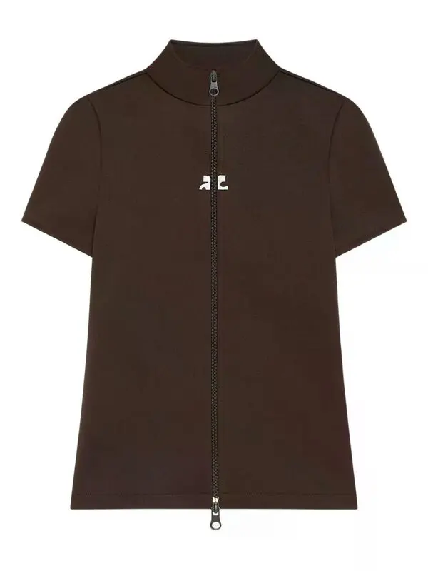 COURREGES Zippered Short-sleeve Top - Brown