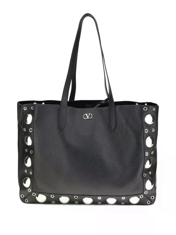 Valentino Garavani Eyelet-embellished Shoulder Bag - Black