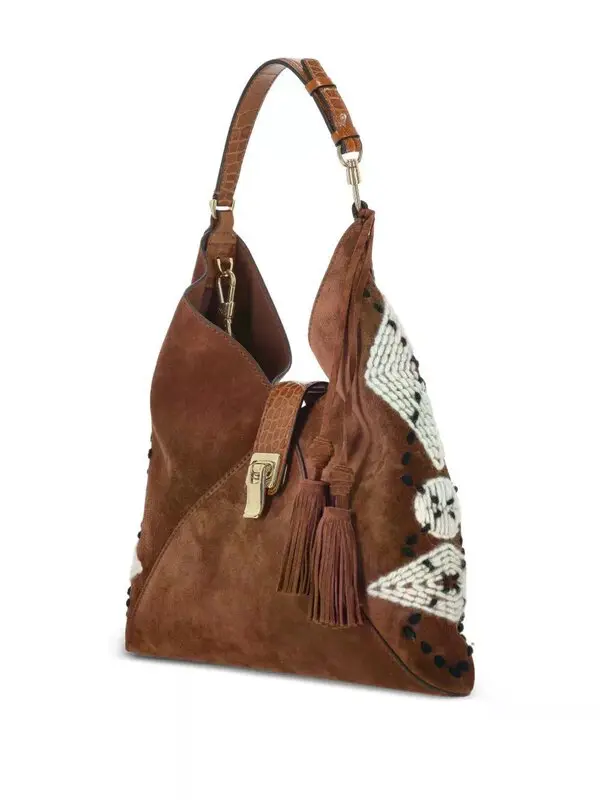 Ermanno Scervino Suede Shoulder Bag With Knitted Detail