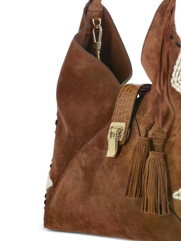 Ermanno Scervino Suede Shoulder Bag With Knitted Detail