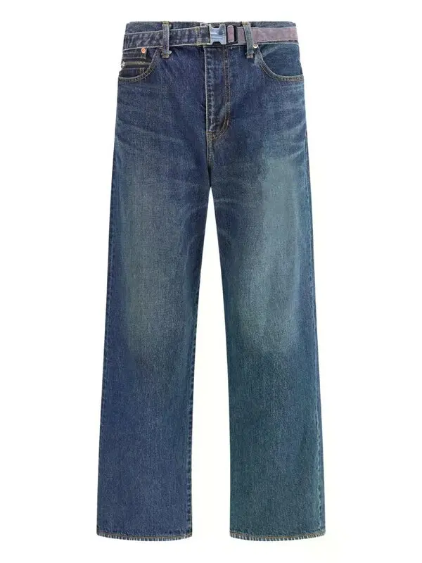 Sacai Belted Zip-pocket Jeans - Blue