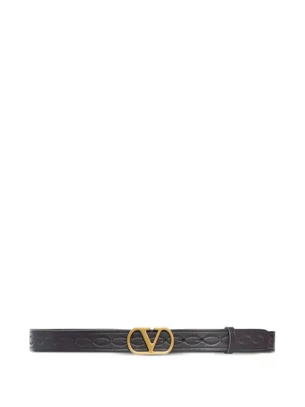 Valentino Garavani Embossed Leather Belt - Black