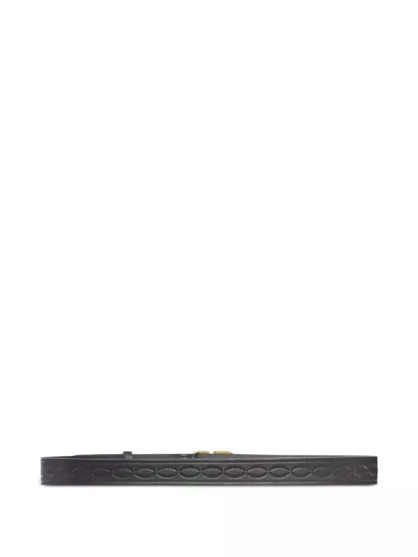 Valentino Garavani Embossed Leather Belt - Black