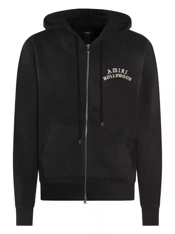 Amiri Embellished Zip-up Hoodie - Black