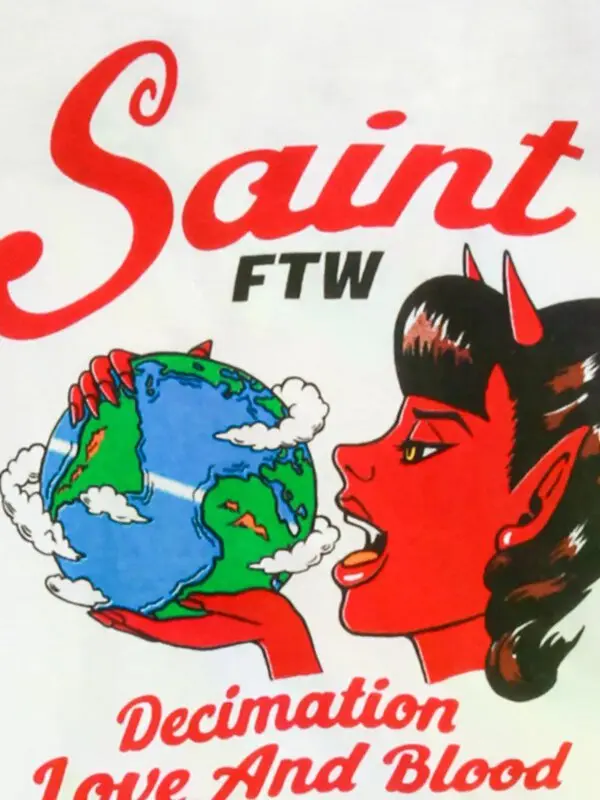 Saint Mxxxxxx Devil Graphic Polo Shirt - White | Editorialist