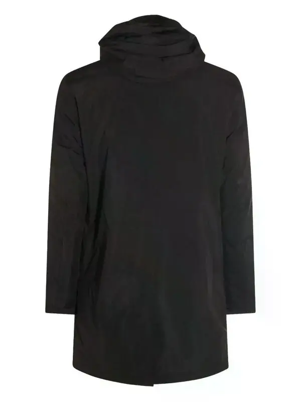 Montecore Hooded Concealed-Zip Coat In Black | Editorialist