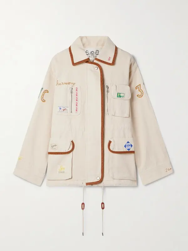 Sea Carolyn Appliquéd Embroidered Cotton-canvas Jacket - Cream
