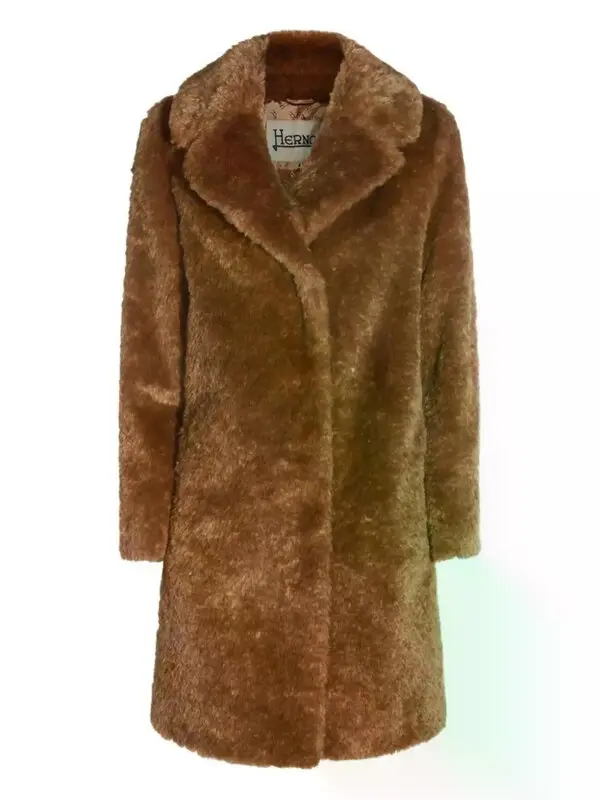 Herno Faux-fur Lapel Coat - Brown