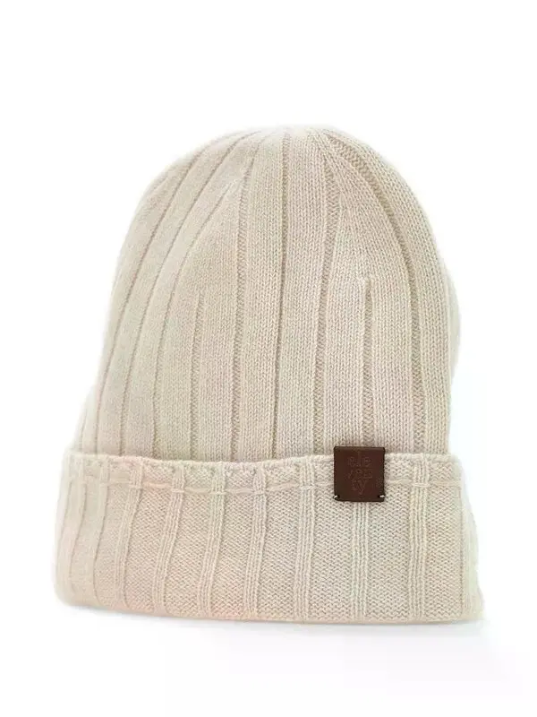 Eleventy Cashmere Ribbed Beanie - Neutrals