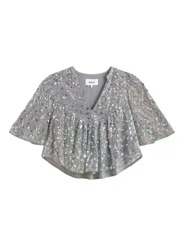 Ba&sh Cara Sequin-embellished Top - Grey