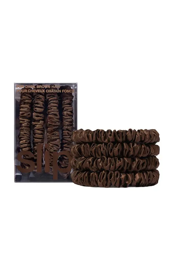 Slip Skinny Scrunchies 4 Pack - Dark Brown
