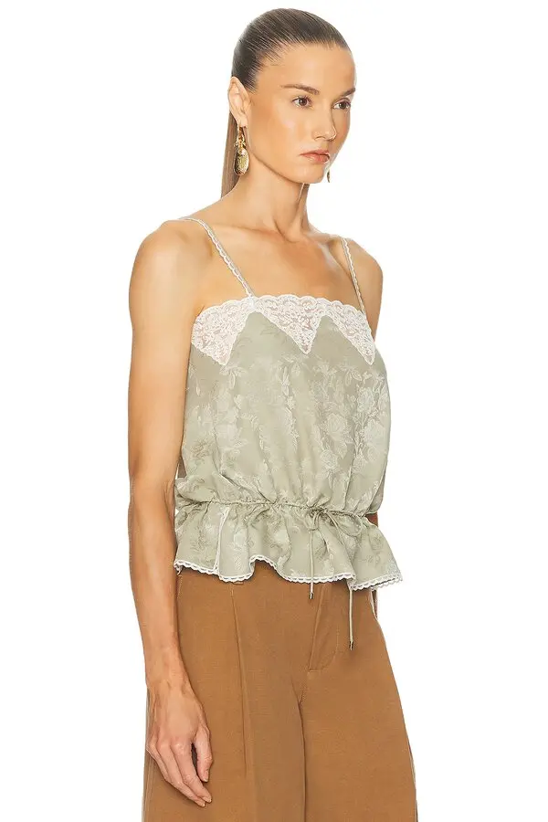 Chloé Silk Roses Jacquard Top - Clear Green