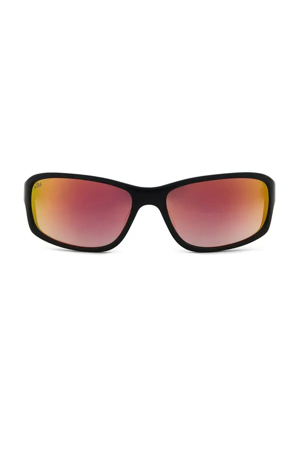 AKILA Jet Sunglasses - Black & Ruby Mirror